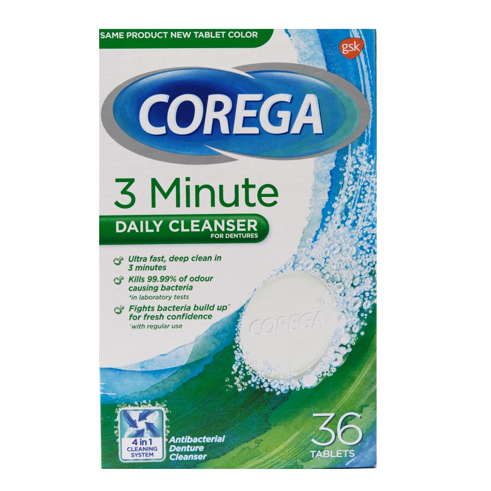 Alosraonline | Corega 3 Minutes Antibacterial Denture Cleanser 36's