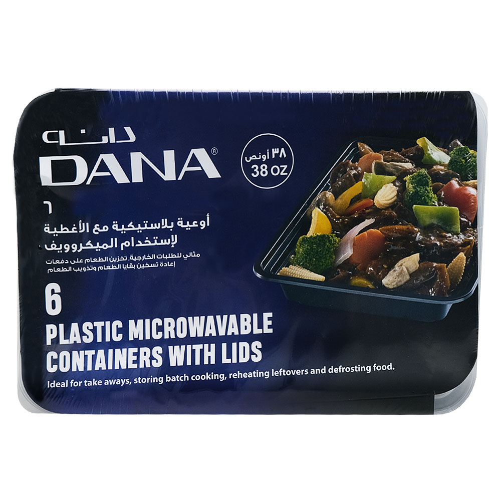 Alosraonline | Dana Black Microwavable Container With Lids 6s 38oz